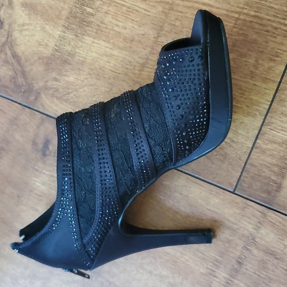 Coach and Four | Shoes | Coach And Four Rhinestone Lace Peep Toe Bootie ...